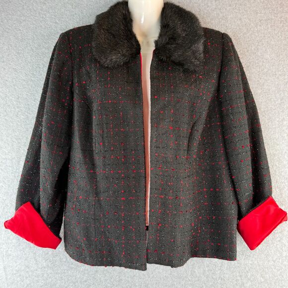 Jessica Howard | Jackets & Coats | Vintage Red And Black Tweed Blazer ...
